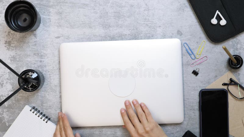 Workplace with Laptop Computer and Accessories for Work or Study, Top ...