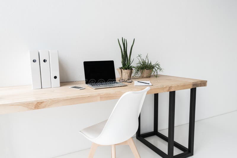 Workplace with Laptop Computer Stock Image - Image of laptop, style ...