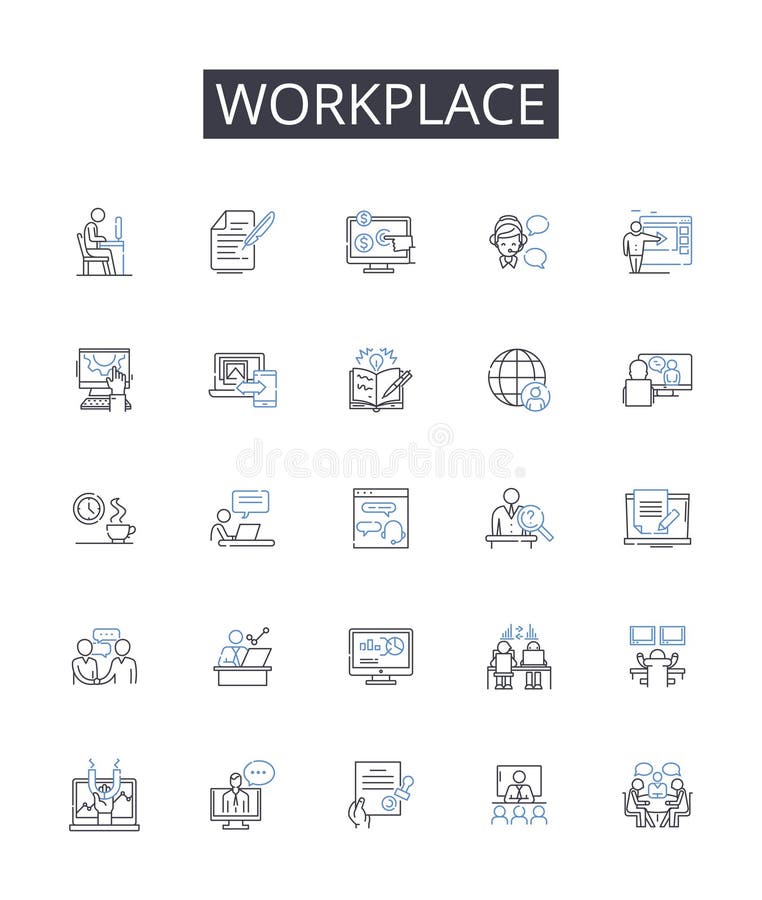 Workplace Line Icons Collection. Bundle, Container, Load, Stack ...