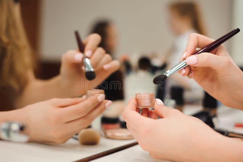 Workplace Makeup Artist. Set of Brushes for Makeup. Stock Image - Image ...