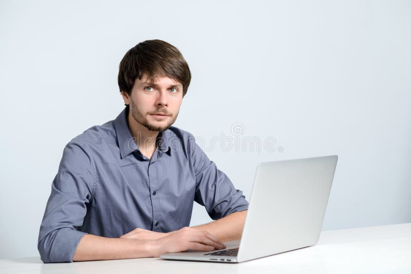 Workplace Man with Notebook Stock Image - Image of data, males: 64249987