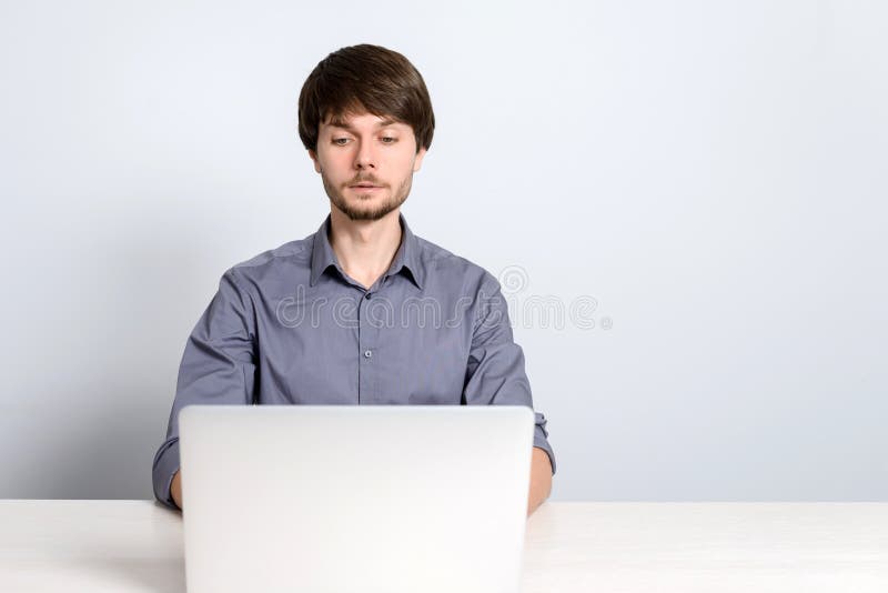 Workplace Man with Notebook Stock Image - Image of looking, expertise ...