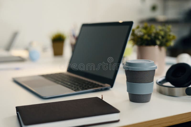 Workplace of Manager with Laptop and Notepad Stock Photo - Image of ...