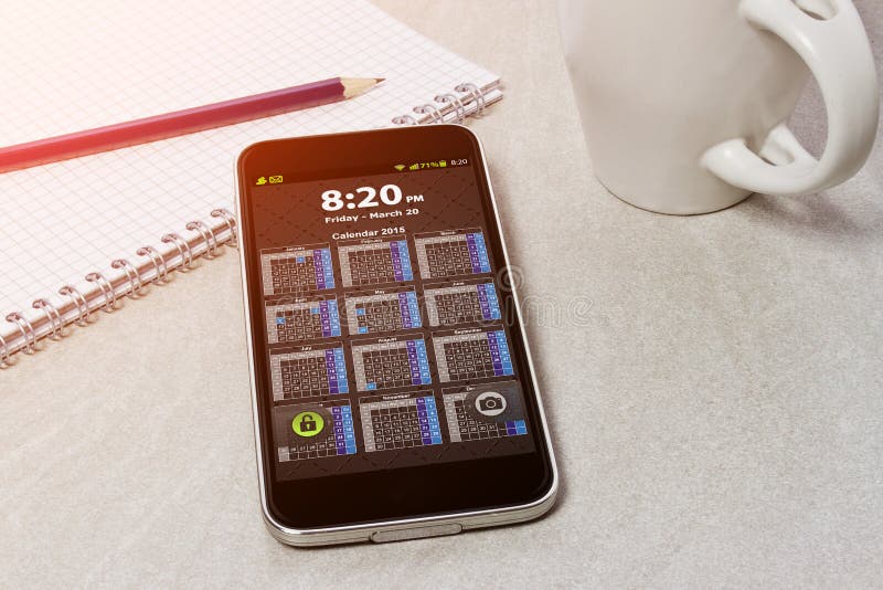 Workplace with Mobile Phone Stock Illustration - Illustration of device ...