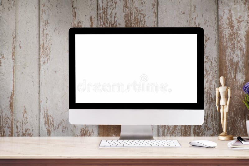 Workplace with Modern Desktop Computer. Stock Image - Image of design ...