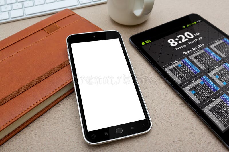 Workplace with Modern Mobile Phone Stock Illustration - Illustration of ...