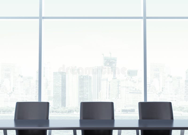 Workplace for Negotiations with Table Stock Illustration - Illustration ...