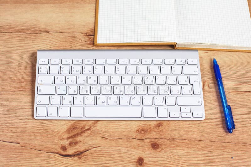 Workplace with Notebook Laptop Comfortable Work Table in Office Windows ...