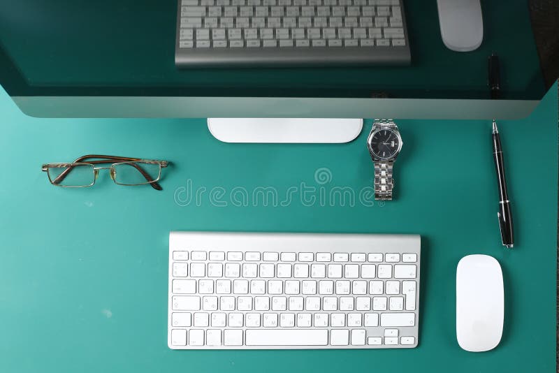 Workplace with Notebook Laptop Comfortable Work Table in Office Windows ...