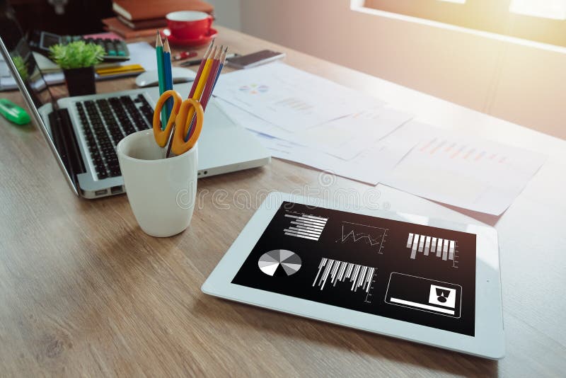 Workplace with Notebook Laptop Stock Image - Image of copy, light ...