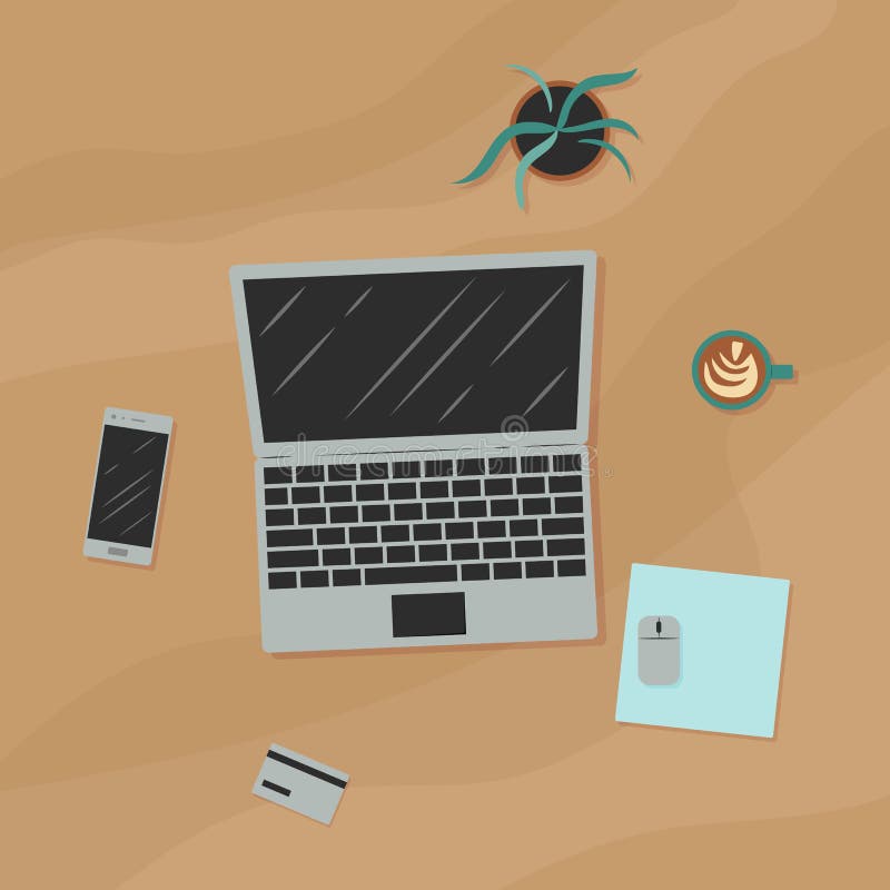 Workplace with Objects. Isolated Vector Illustrations. Flat Design ...