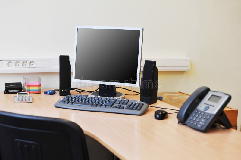 Busy Home Office Table stock photo. Image of computer - 20330532