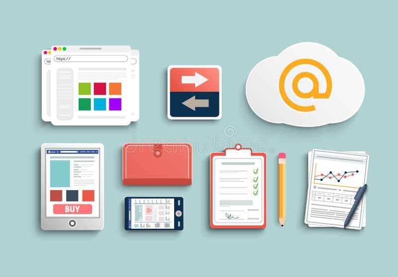 Workplace Office and Business Work Elements Set Stock Vector ...