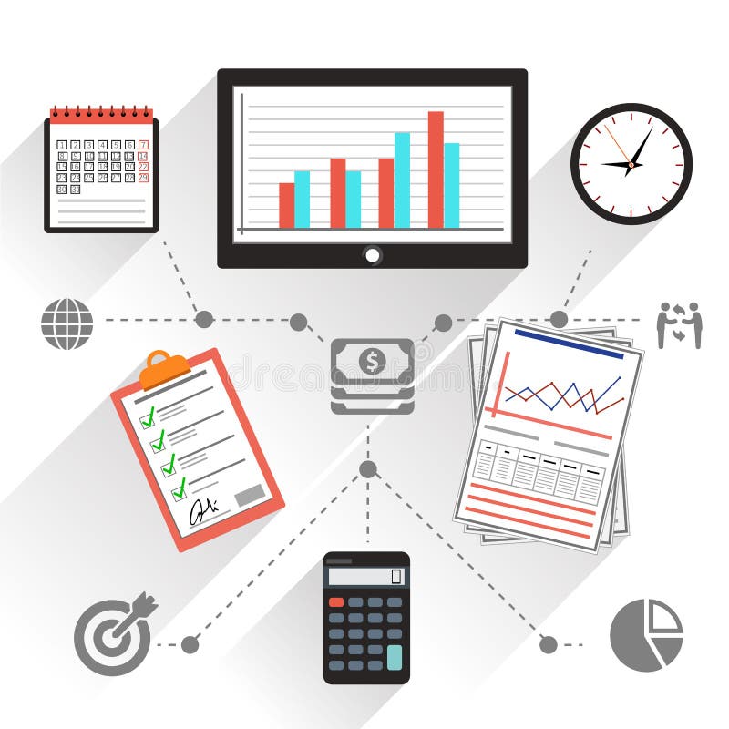 Workplace Office and Business Work Elements Set Stock Vector ...