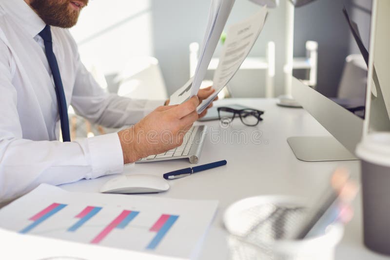 The Workplace in the Office is Faceless. Businessman in a White Shirt ...