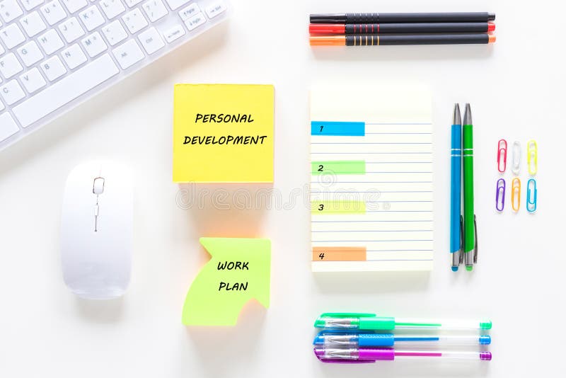 Workplace, Office. Handwritten Note `Personal Development` Below the ...