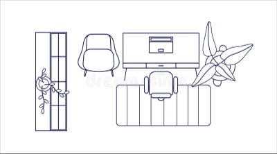 Workplace, Office Interior Design, Top View. Overhead Layout, Floor ...
