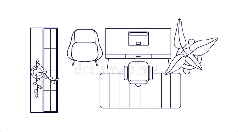 Workplace, Office Interior Design, Top View. Overhead Layout, Floor ...