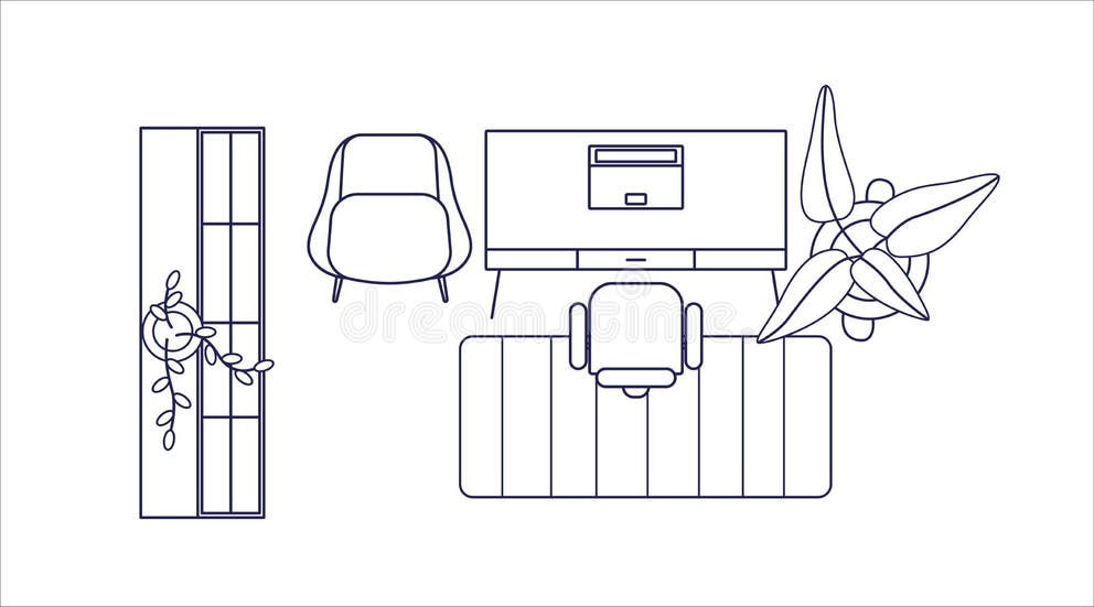 Workplace, Office Interior Design, Top View. Overhead Layout, Floor ...