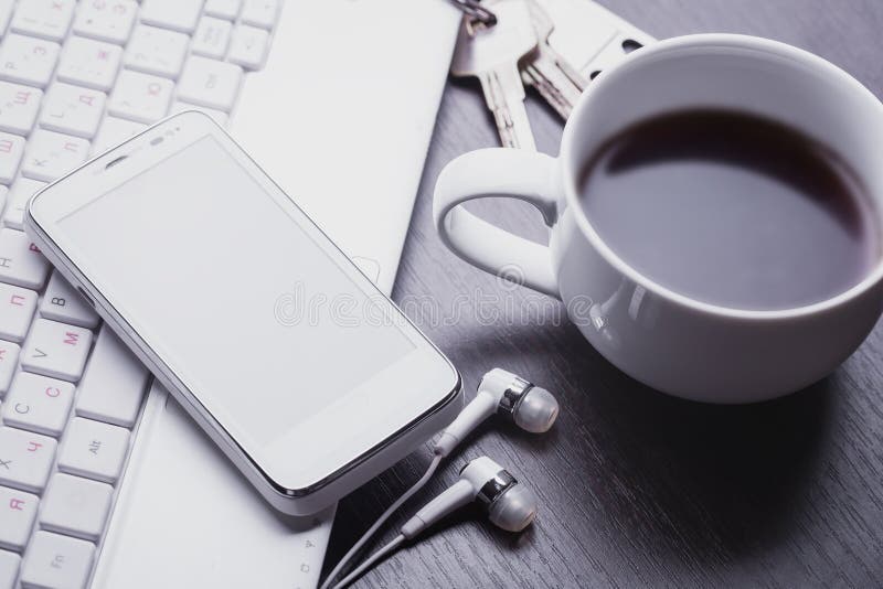 Workplace in the Office. Smartphone on the Table Stock Image - Image of ...