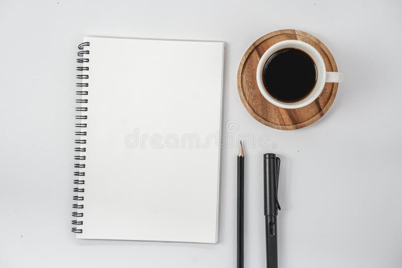 Workplace in Office with White Desk. Top View from Above of Keyboard ...