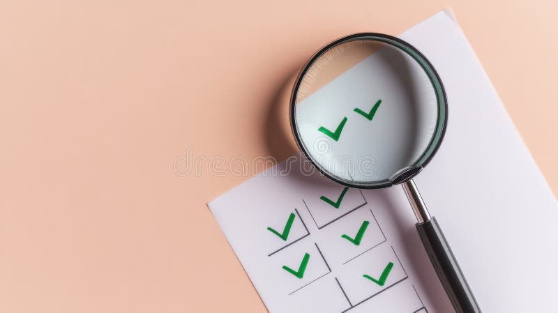 Workplace Organization Checklist with Magnifying Glass for Efficiency ...