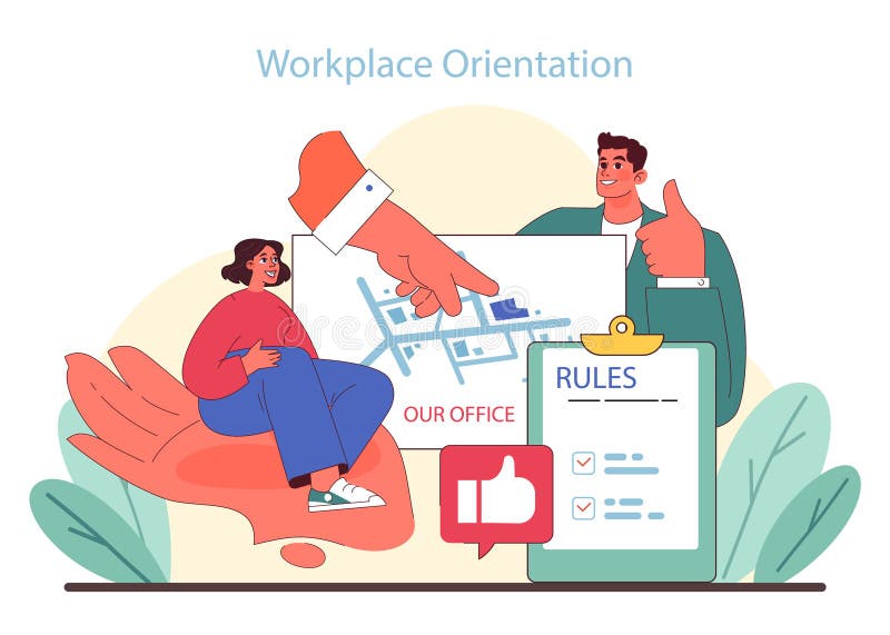 Workplace Orientation Concept. First Day at Work Stock Vector ...