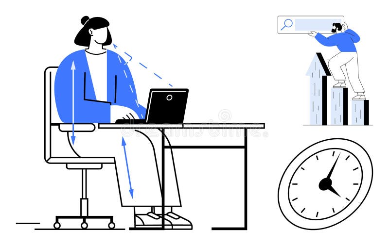 Workplace Productivity and Time Management with Goals Visualization and Ergonomic Setup Stock ...