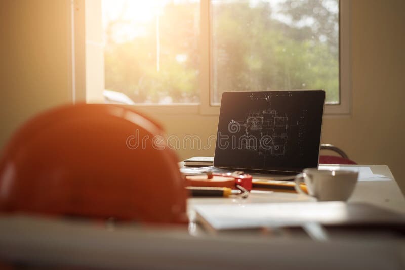 Workplace of Professional Architects with Computer Building Plan Design ...