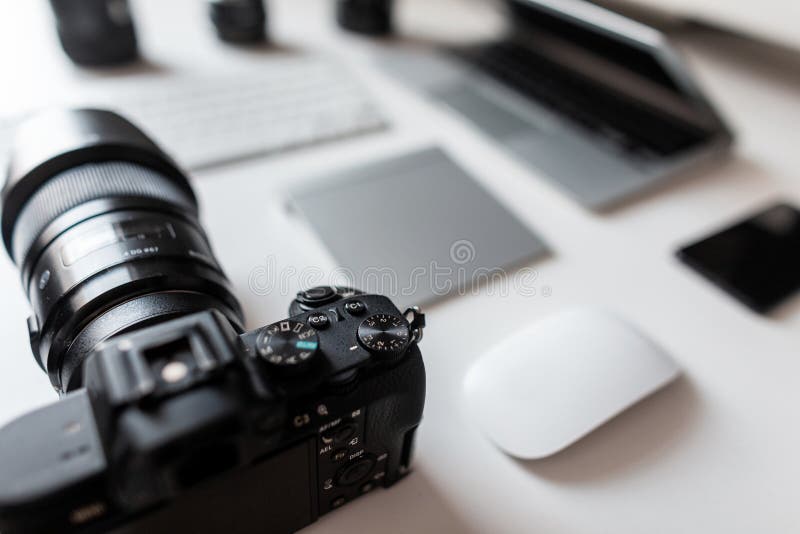 Workplace of a Professional Photographer. in the Foreground is a Black ...