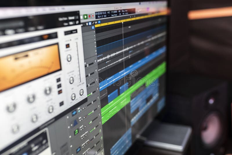 The Workplace in the Recording Studio with Program on Computer DJ or ...