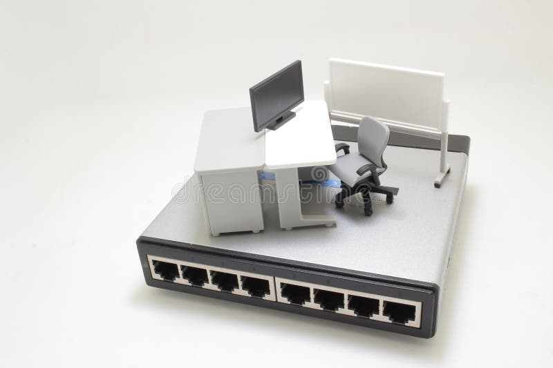 A Workplace Room with Computers, Network Switches Stock Photo - Image ...