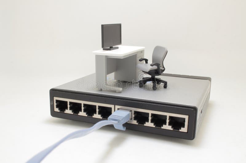 A Workplace Room with Computers, Network Switches Stock Photo - Image ...