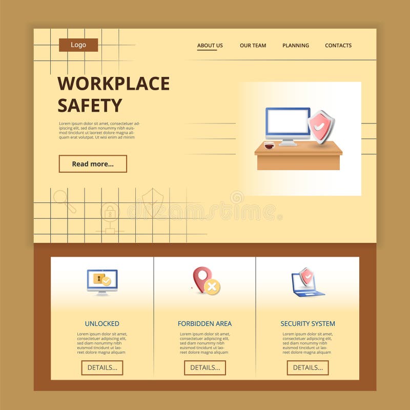 Workplace Safety Flat Landing Page Website Template. Unlocked ...
