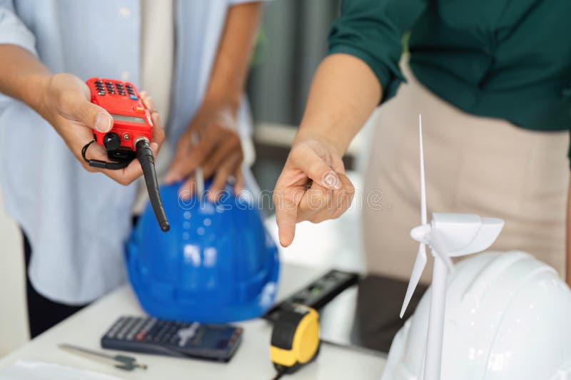 Workplace Safety and Measurement. Professionals Using Tools for Project ...