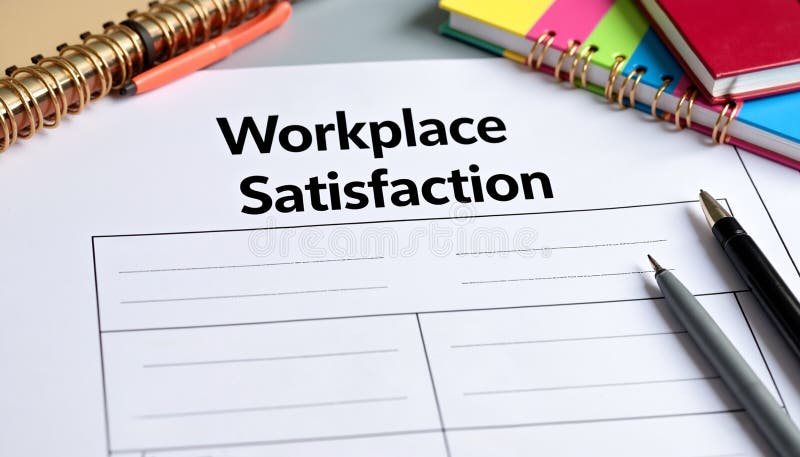 Workplace Satisfaction Survey Form with Pens and Notebooks on Desk ...