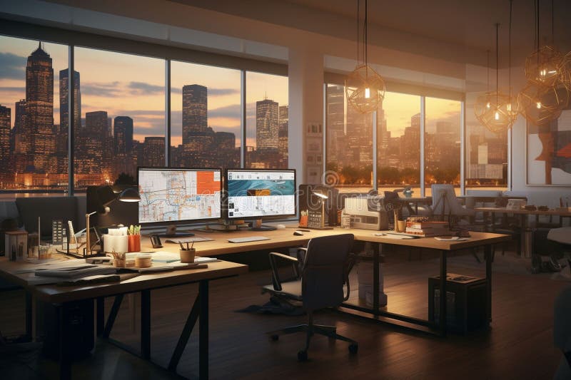 Workplace Scenes Illustrating the Stock Illustration - Illustration of ...