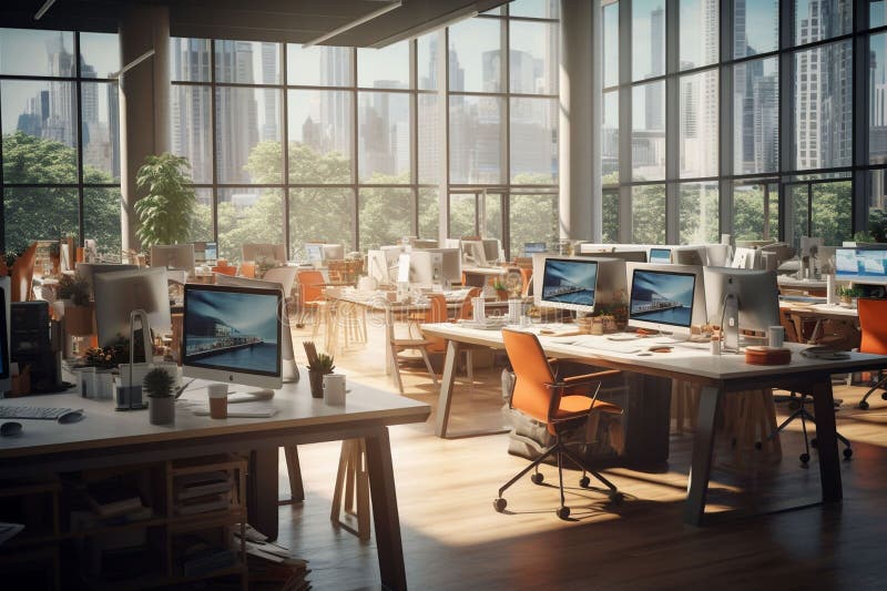 Workplace Scenes Illustrating the Stock Illustration - Illustration of ...