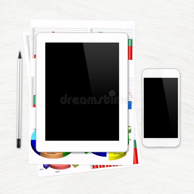 Workplace with Smartphone and Tablet Computer Stock Image - Image of ...