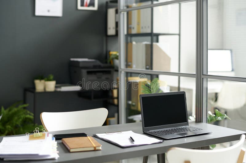 Workplace of Social Worker in Office Stock Photo - Image of document ...