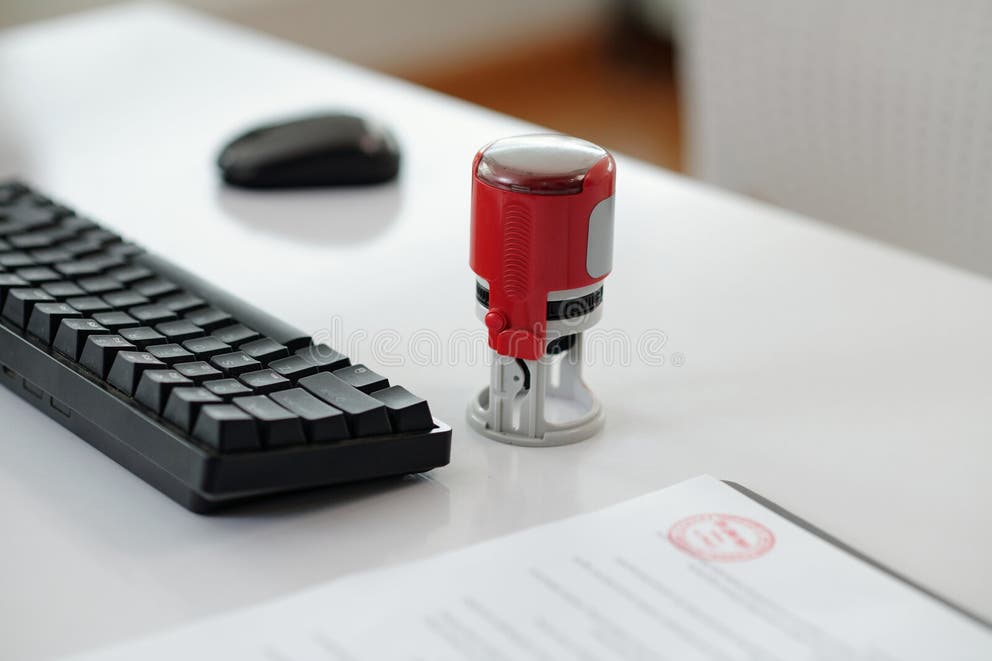 Workplace with Stamp for Documents Stock Image - Image of nonprofit ...