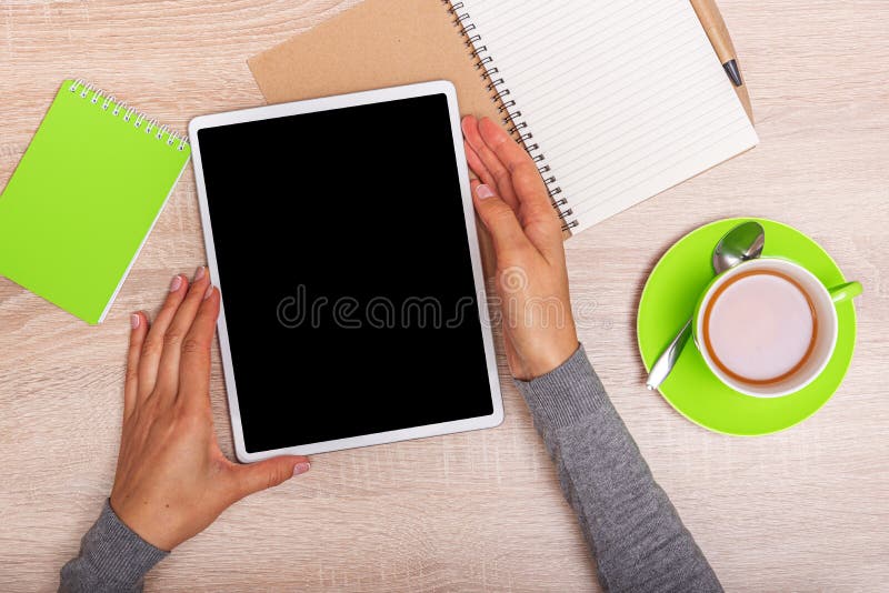 Workplace with Tablet and Other Gadgets on the Table. Stock Image ...