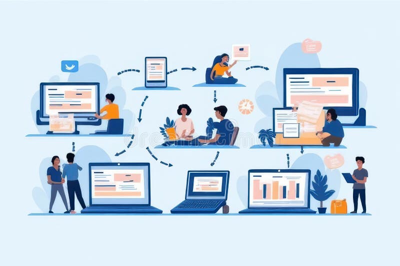 Workplace Team Communication Stock Illustration - Illustration of ...