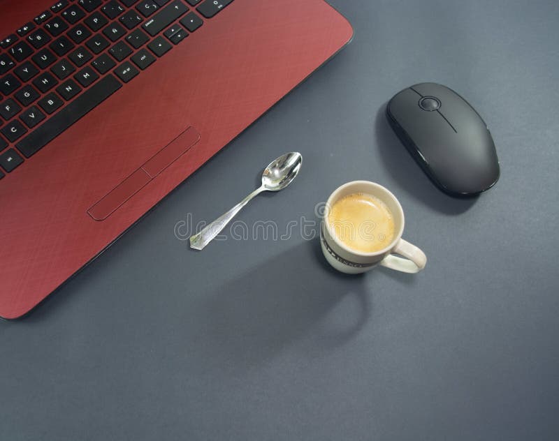Workplace with Telephone, Coffee, and Keyboard Stock Image - Image of ...