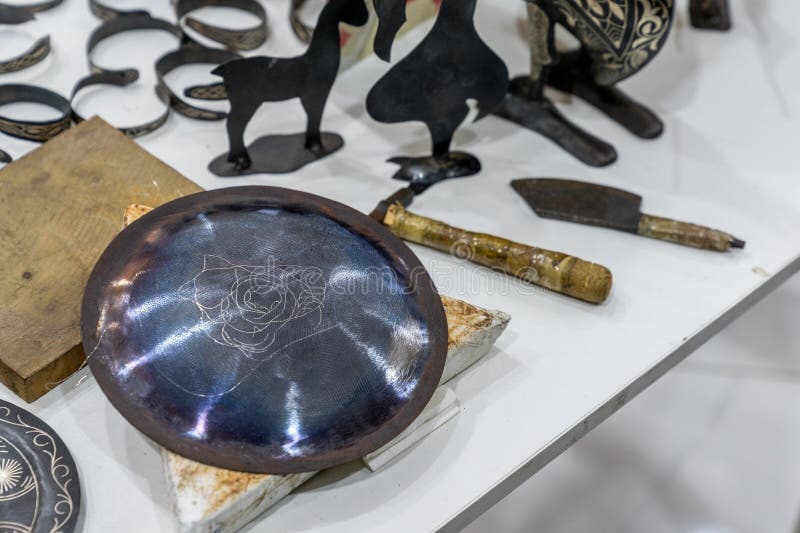 Workplace and Tools of a Damascene Craftsman in a Workshop in Downtwon ...