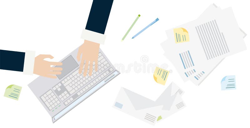 Workplace Top View. Illustration Vector Stock Vector - Illustration of ...