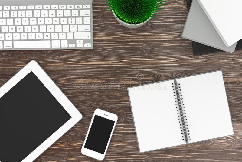 Workplace, top view stock image. Image of cool, blank - 52420601