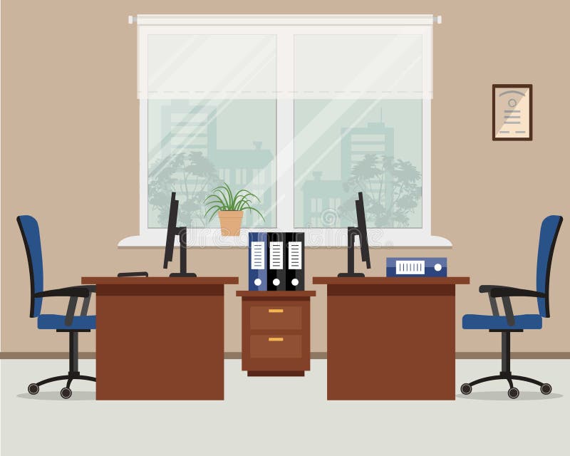 Workplace for Two Office Workers Stock Vector - Illustration of roleta ...