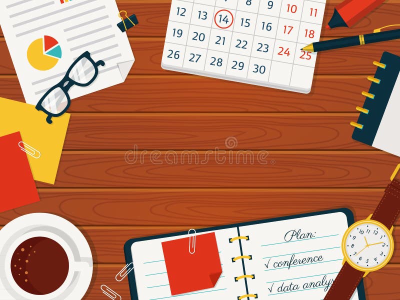 Workplace Vector Background. Stock Vector - Illustration of flat ...