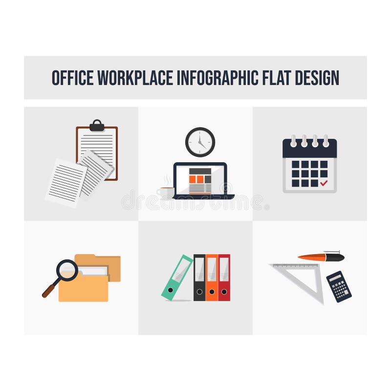 Workplace Vector Flat Icon Concept Design Stock Vector - Illustration ...